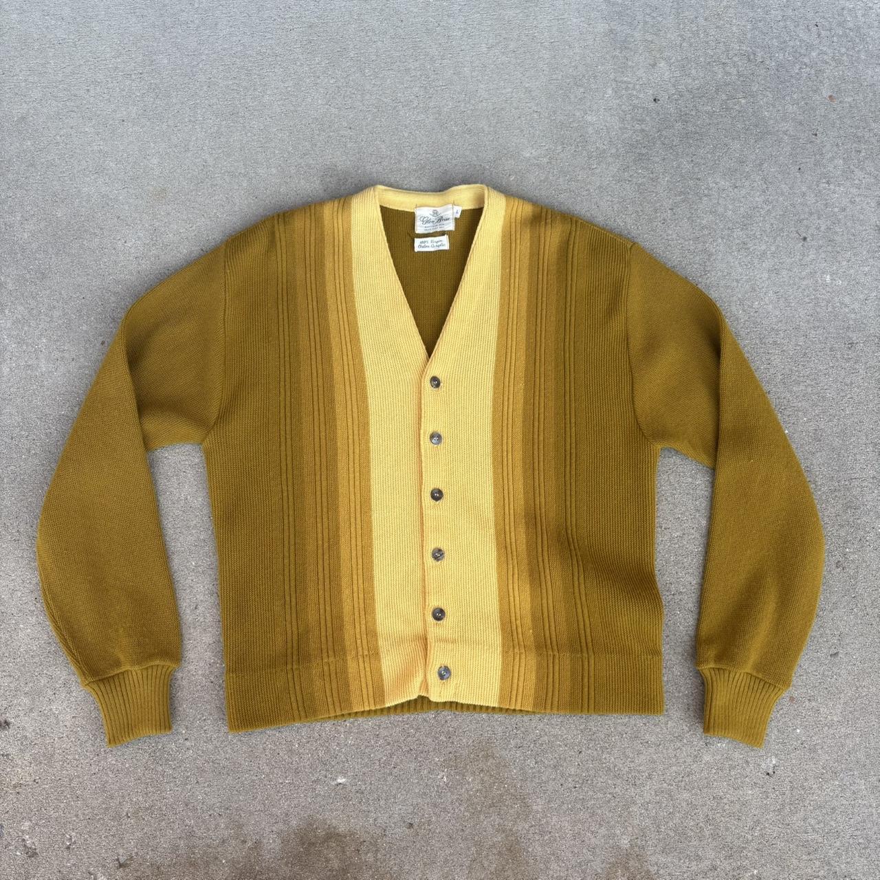 Yellow and brown vintage 60s cardigan Textured and... - Depop