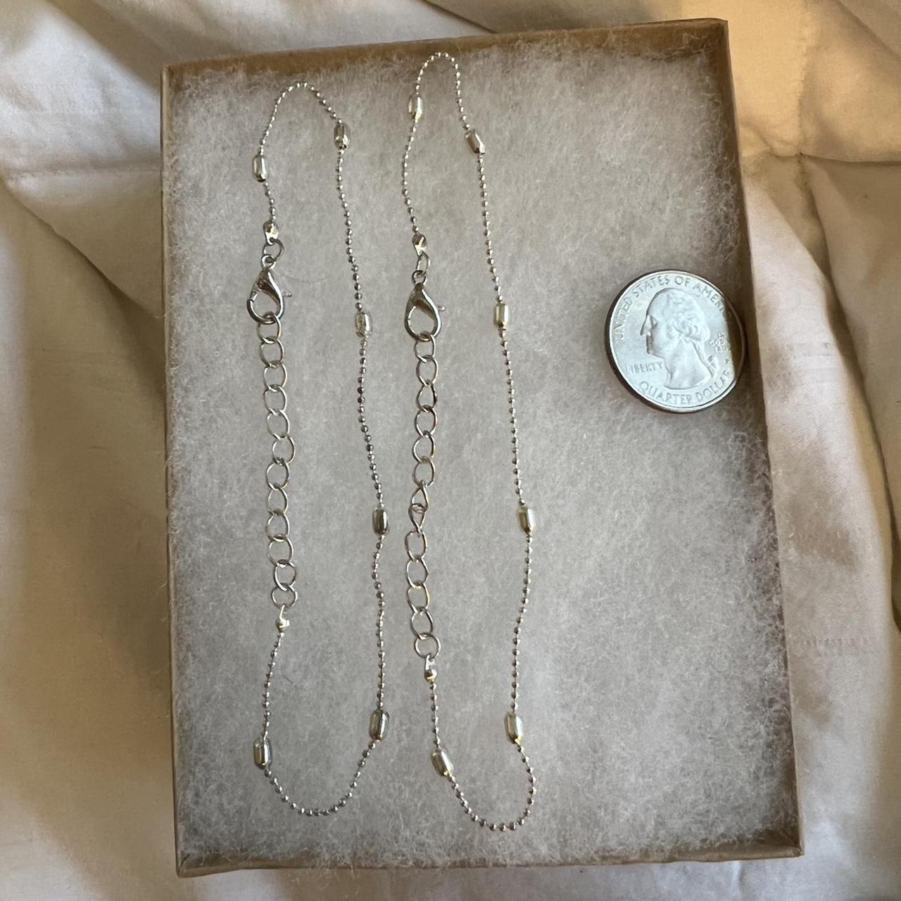 Twin set of silver bracelets / anklets. Dainty bead... - Depop