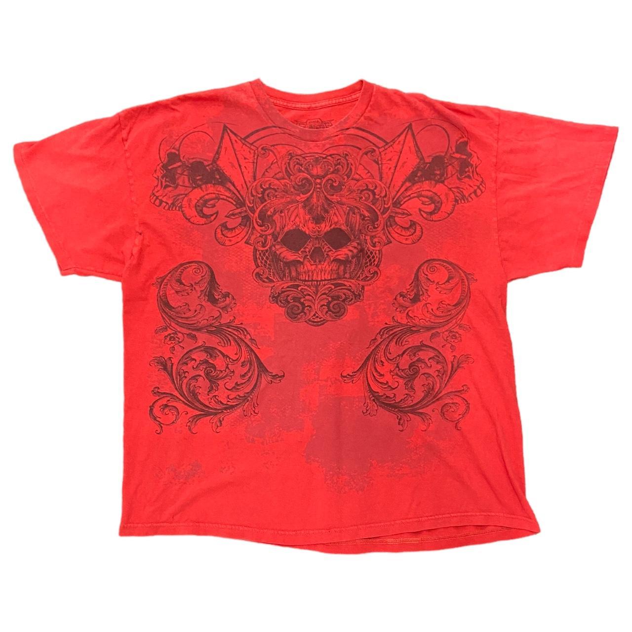 Red Y2K, MMA, elite emo goth T-shirt 💀 size XXL... - Depop