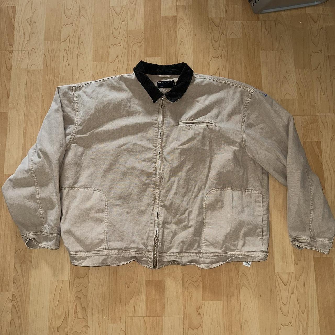 asos design khaki work jacket 3xl, fits more like an... - Depop