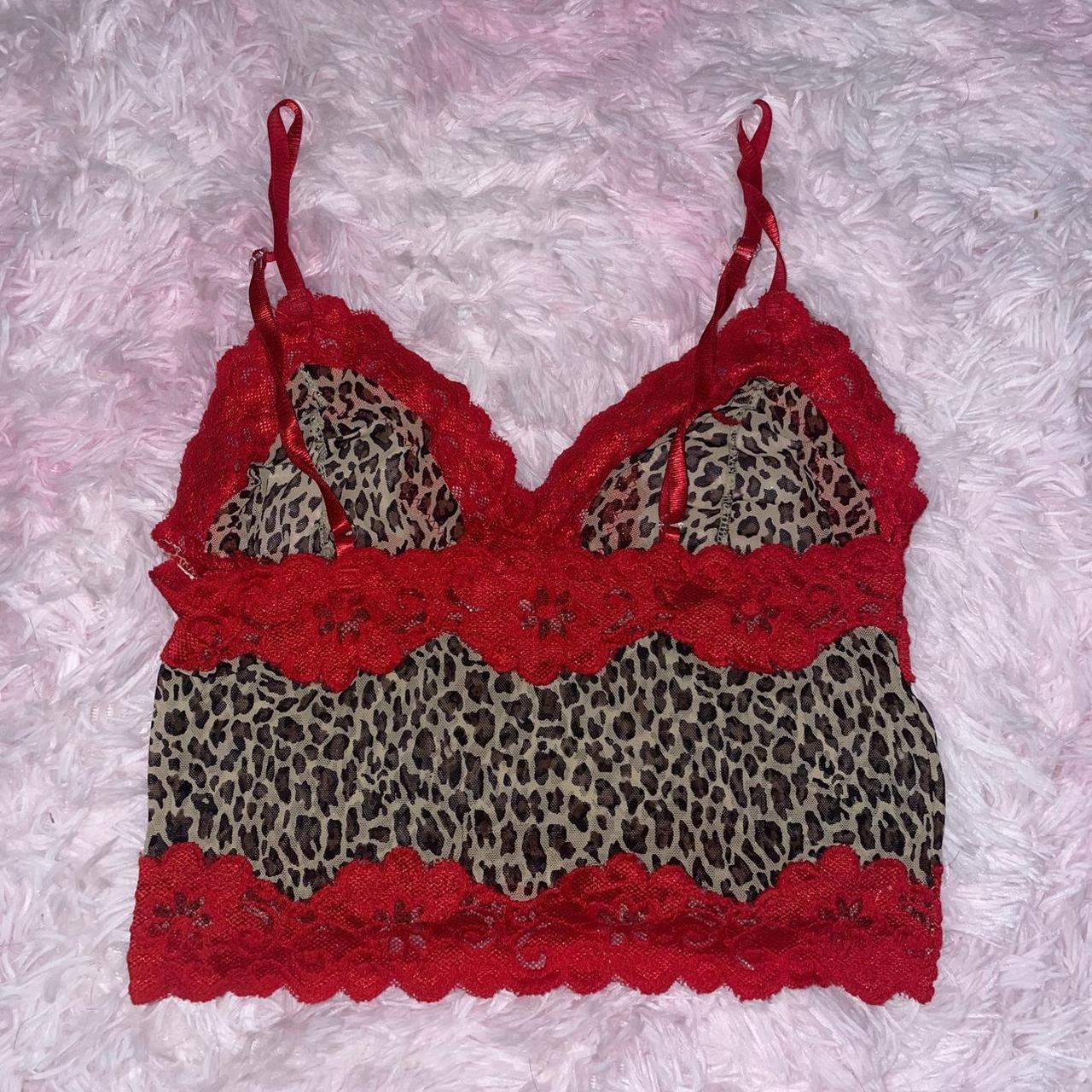 Leopard and red lace tank crop top #leopardprint... - Depop