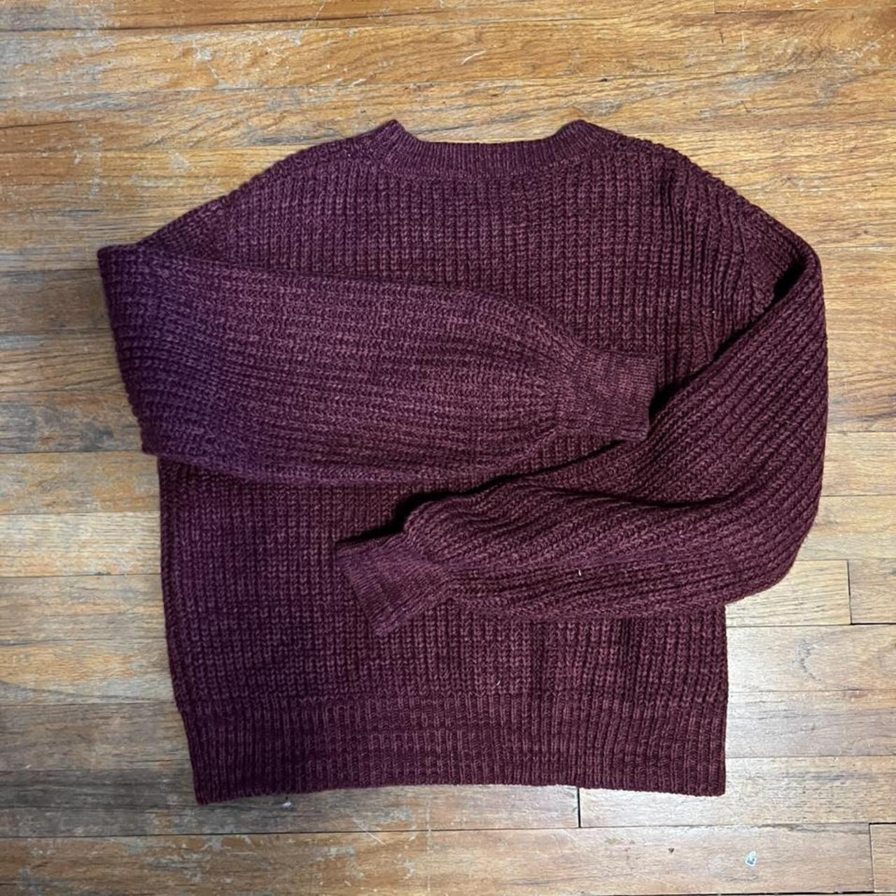 Maroon Knit Sweater, Womens XL / Mens L (Cropped... - Depop