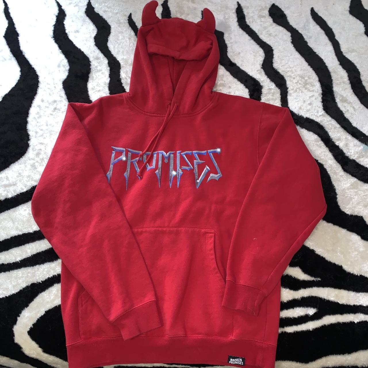 Broken Promises 'Promises' Devil Horn Hoodie Very... - Depop