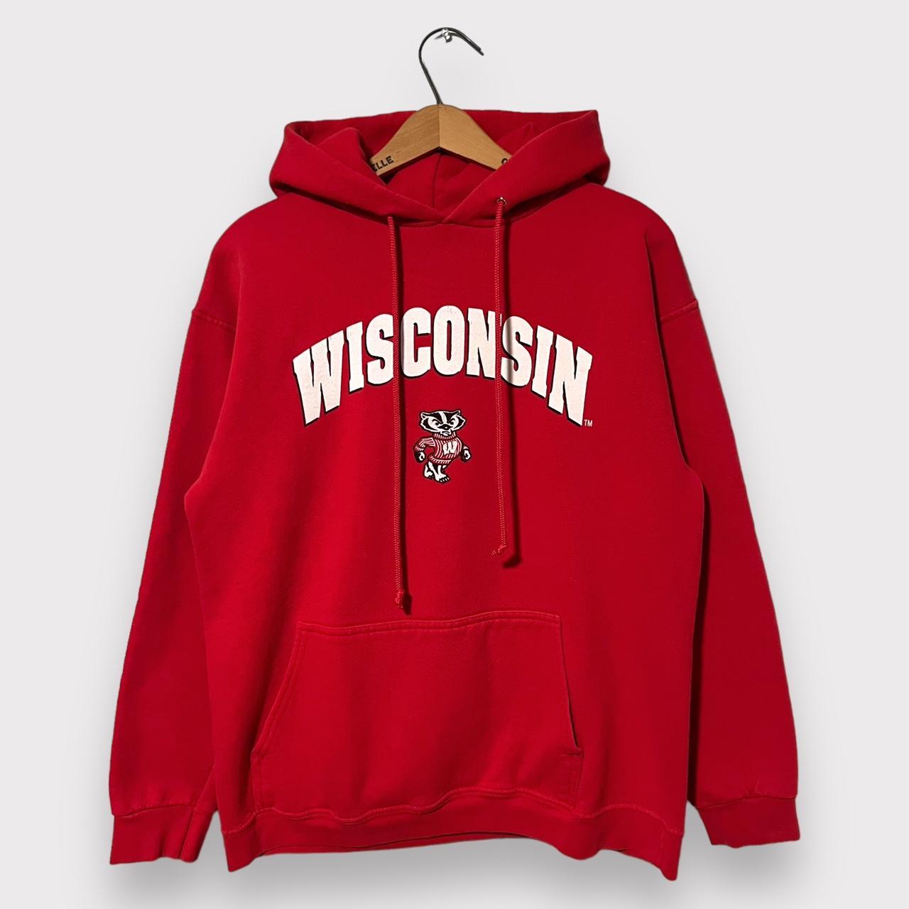 Vintage 90s University of Wisconsin Hoodie. Size... - Depop