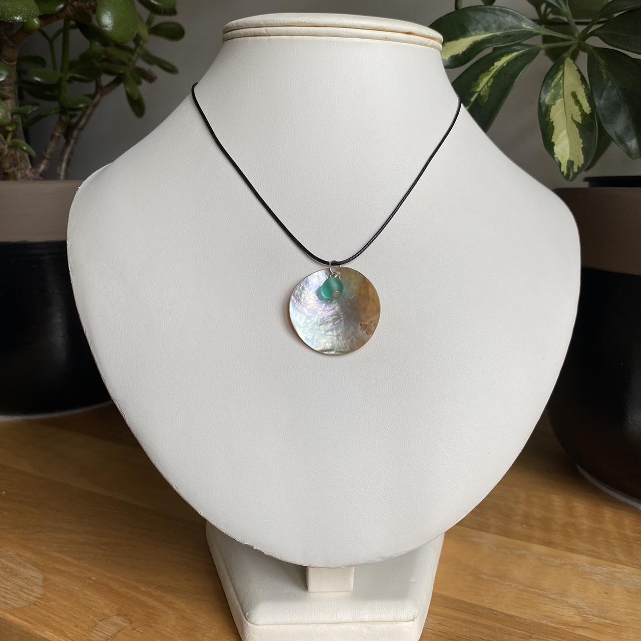 🫧 HANDMADE AKORA SHELL SLICE NECKLACE WITH UPCYCLED... - Depop