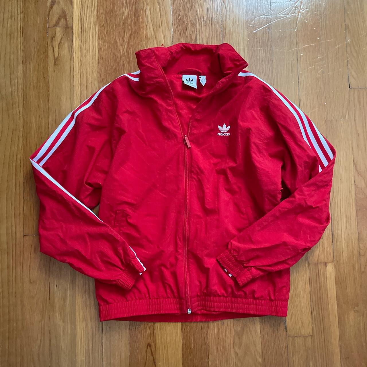 Adidas Originals Logo Track Top in RED Worn once... - Depop
