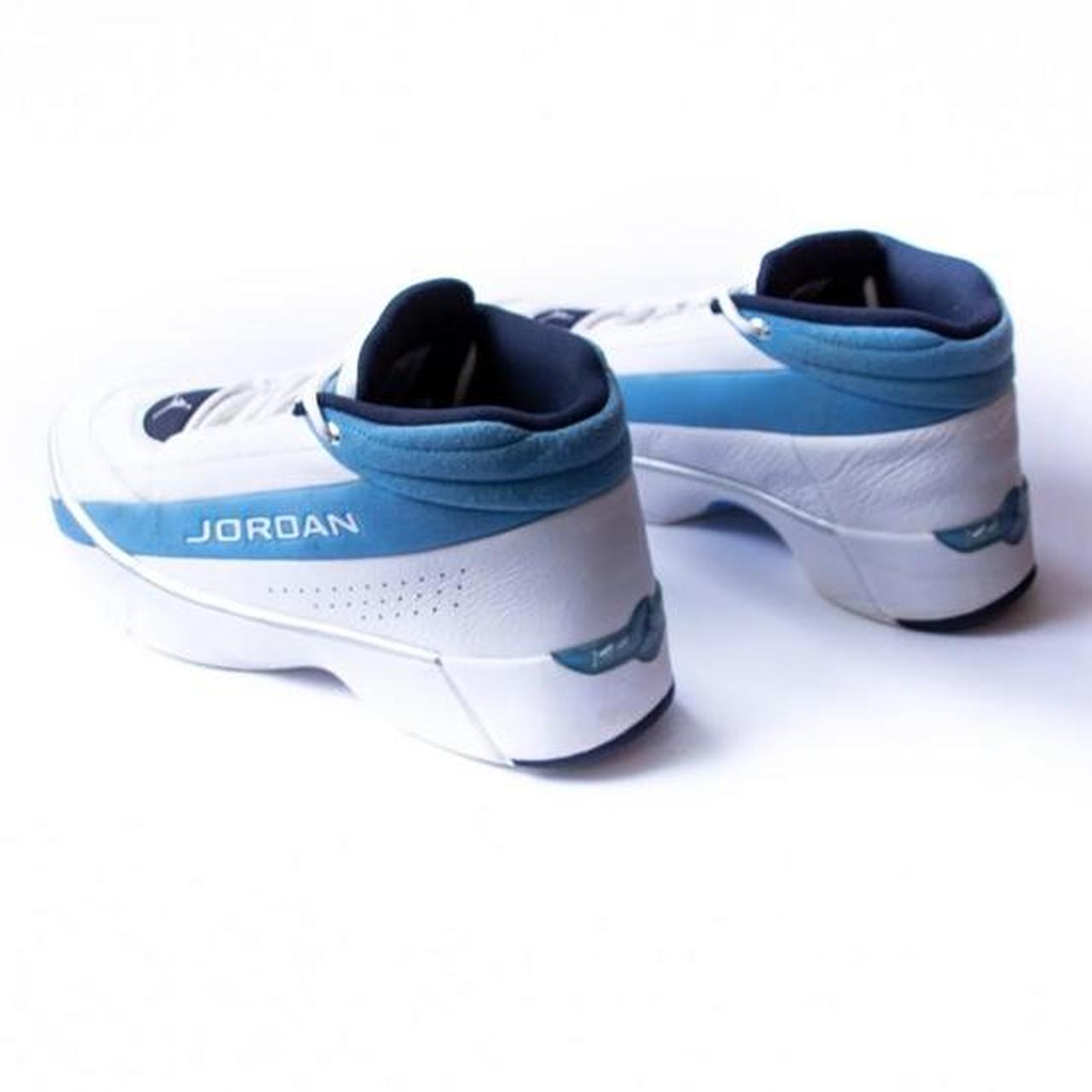Jordan Men's White and Blue Trainers | Depop