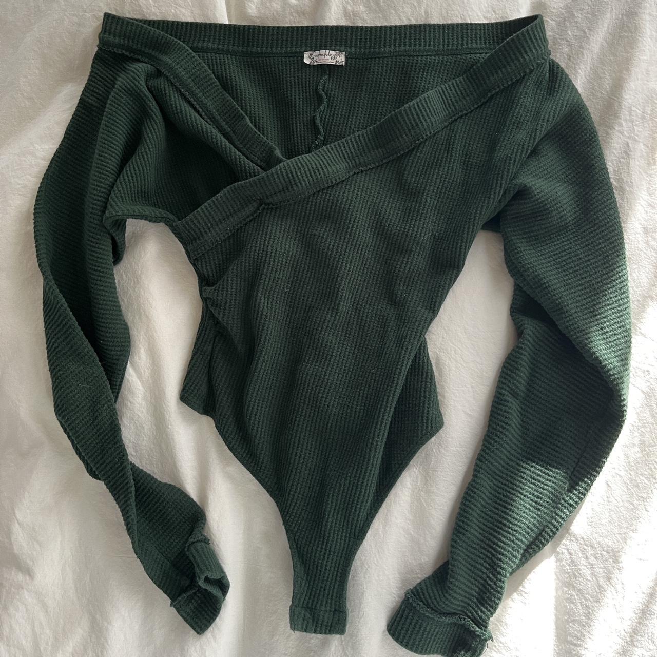 Beautiful green thermal waffle free people bodysuit.... - Depop