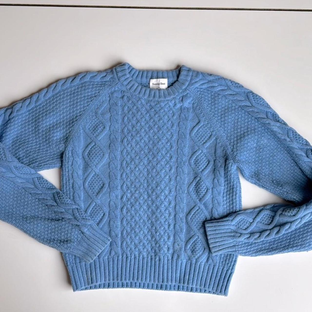 Sunday best cable knit blue sweater Beautiful!... - Depop