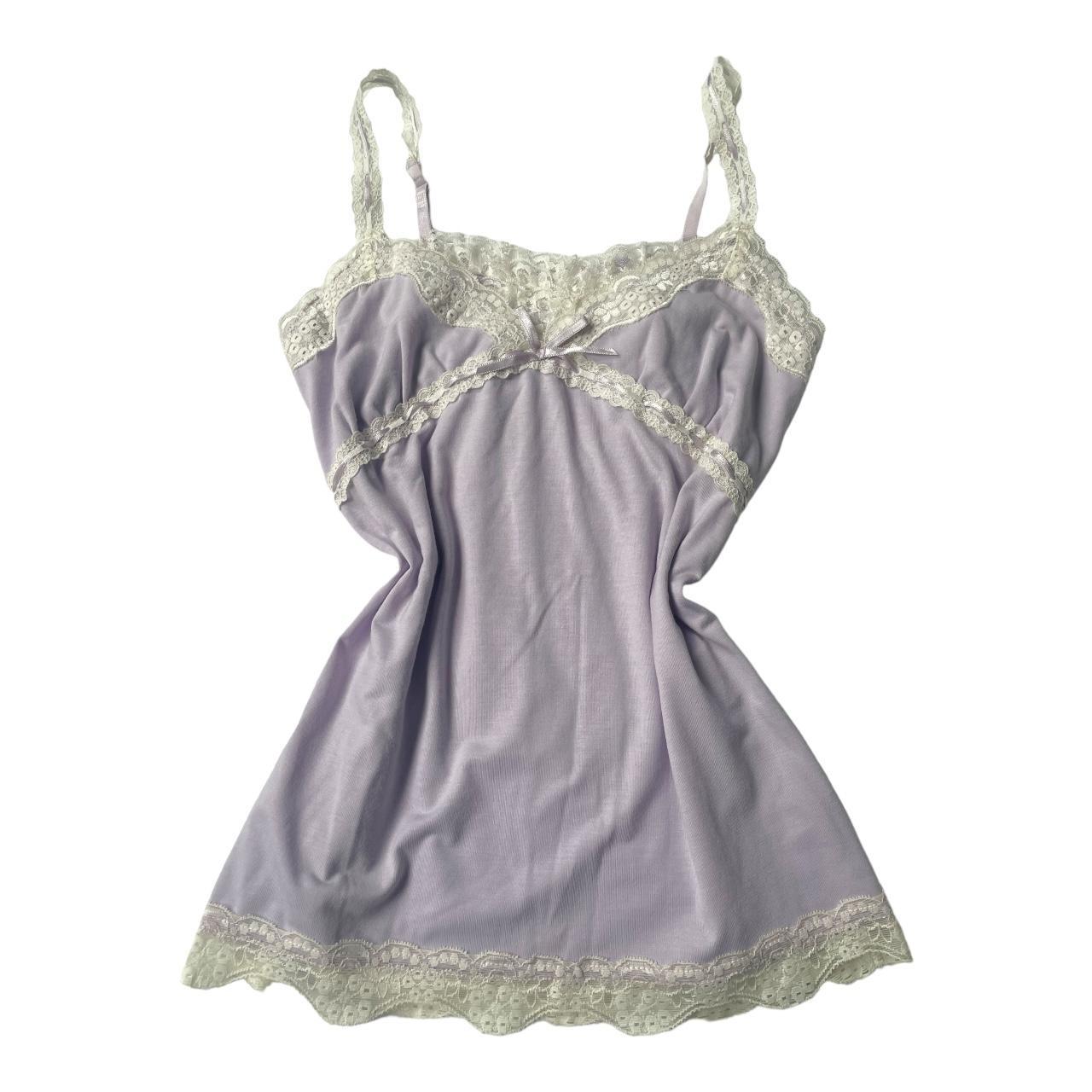 Japanese brand purple and cream ruffle cami so... - Depop