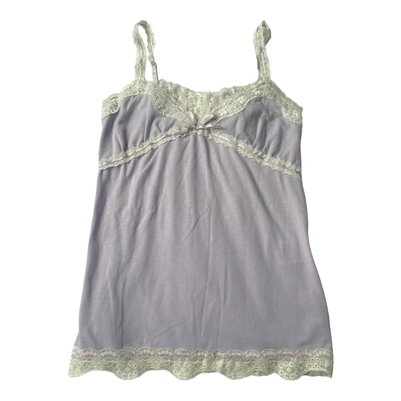 Japanese brand purple and cream ruffle cami so... - Depop