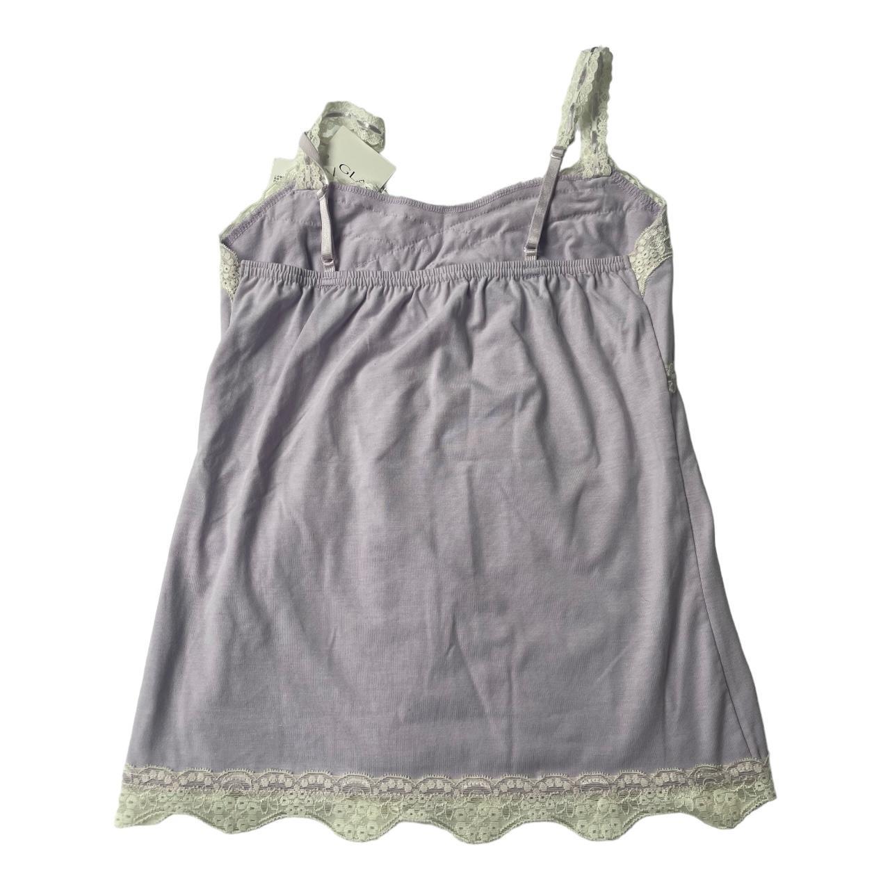 Japanese brand purple and cream ruffle cami so... - Depop