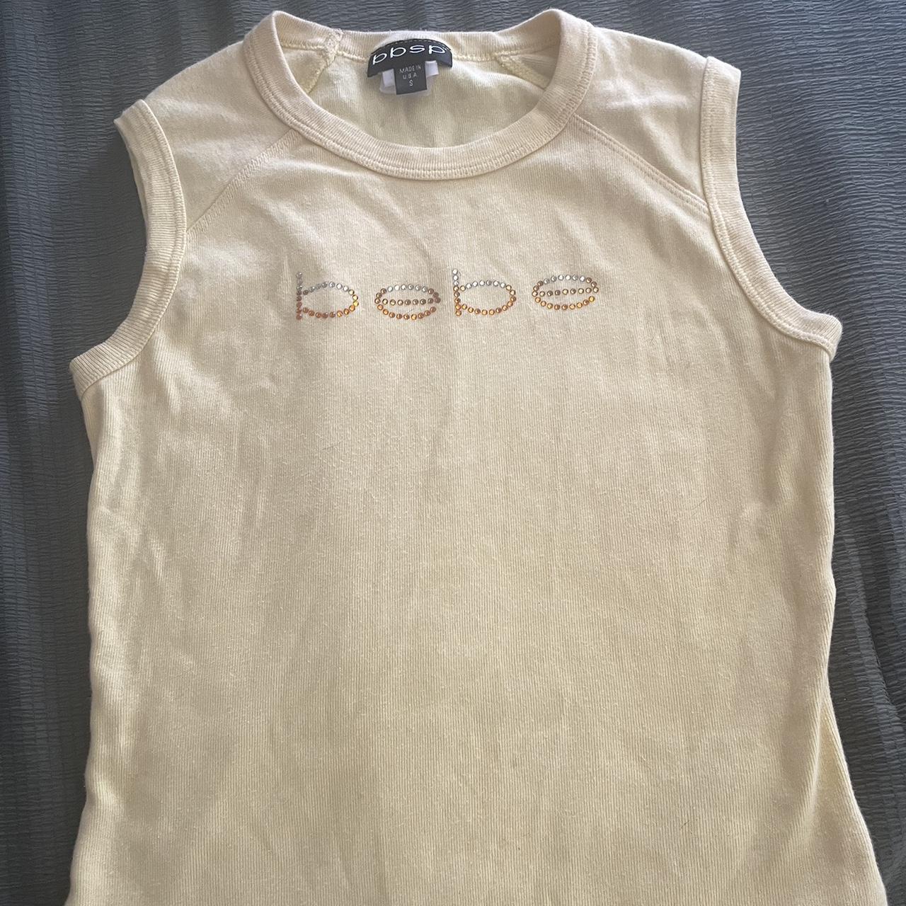 Yellow Sleeveless Bebe top. Design is bedazzled! it... - Depop
