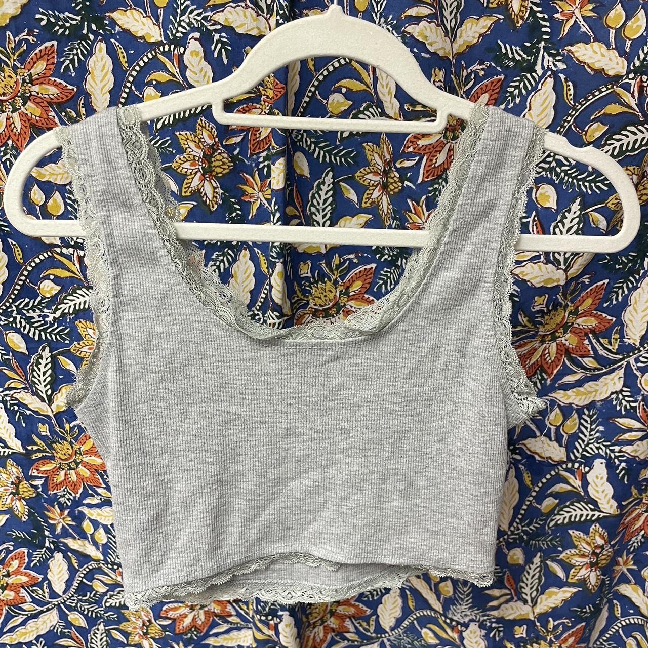 shein light gray crop top. comfy material, the tag... - Depop