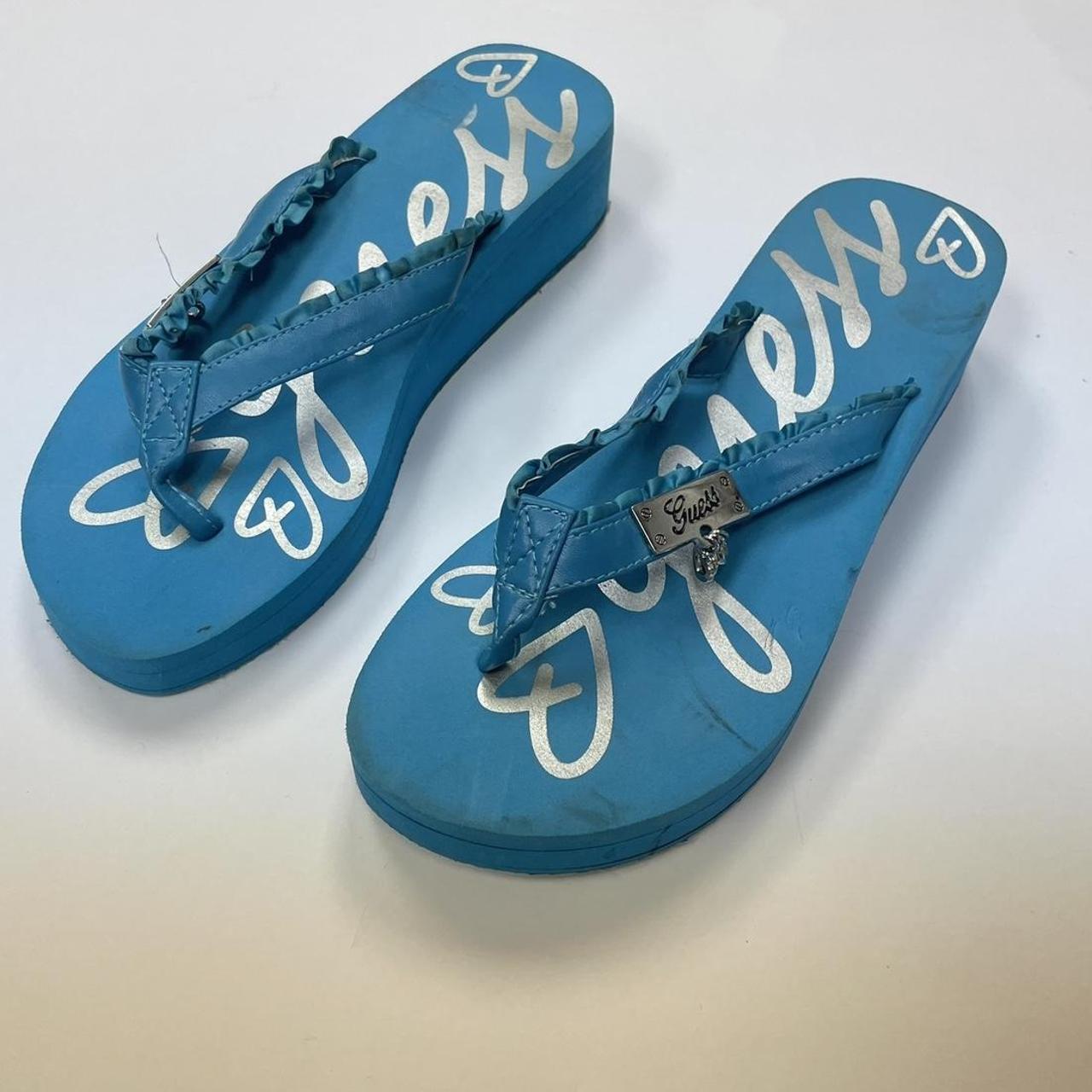 ADORABLE y2k blue Guess platform flip flops! saw ‘em... - Depop