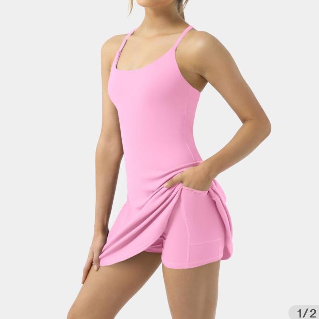 Halara pink work out dress, never worn. - Depop