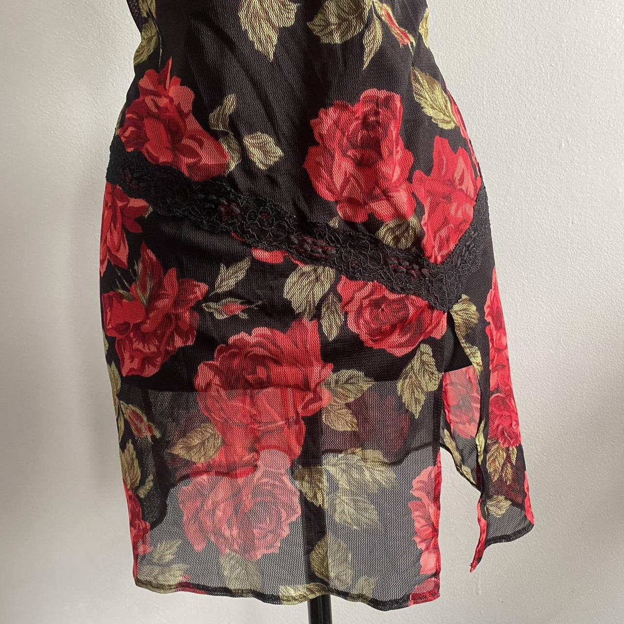 Rosette Sheer Slip Dress See through fabric with... - Depop