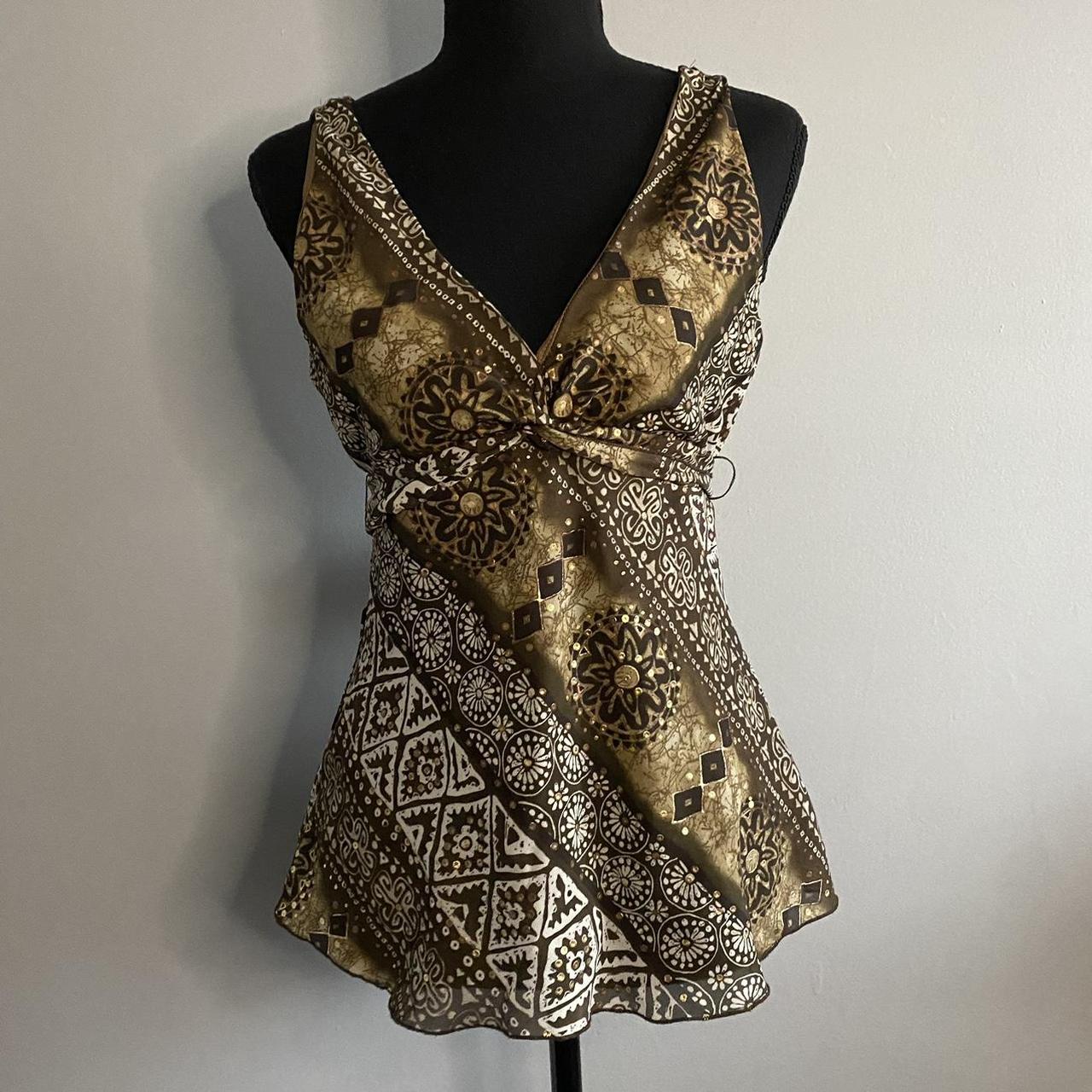 Patterned Boho Western Cami Top No size... - Depop