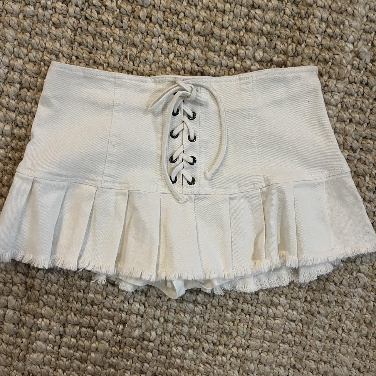 White mini skort. Perfect for going out/Halloween... - Depop