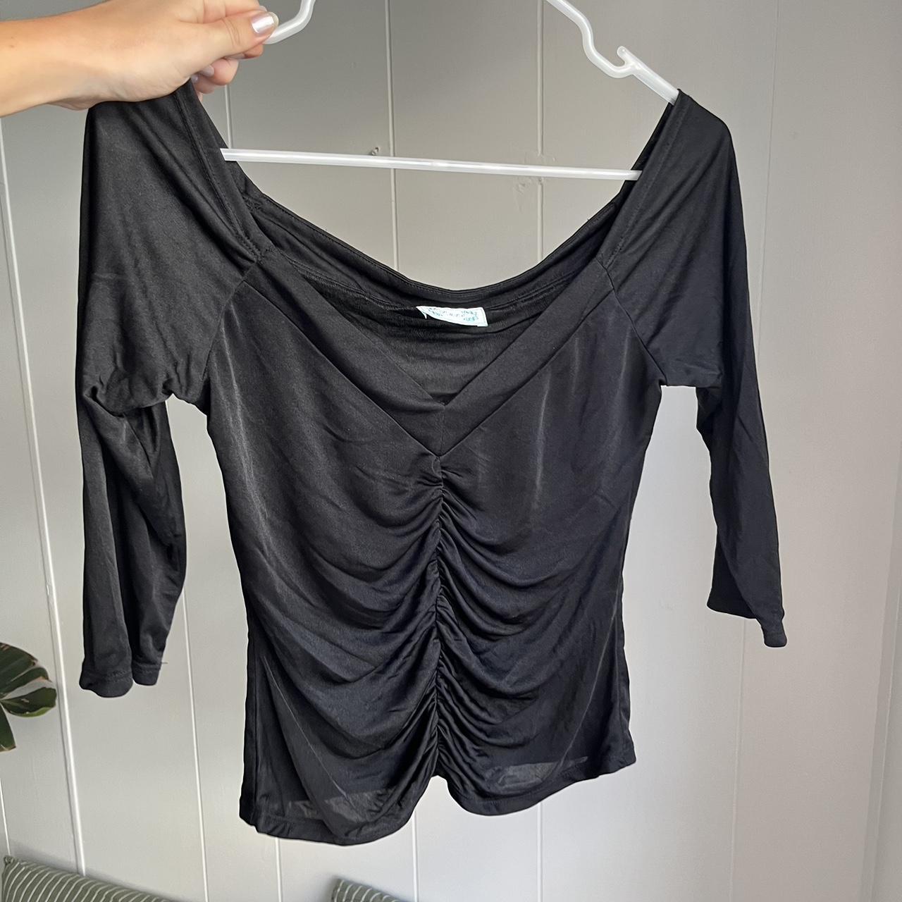 super cute black off the shoulder top very 90s... - Depop