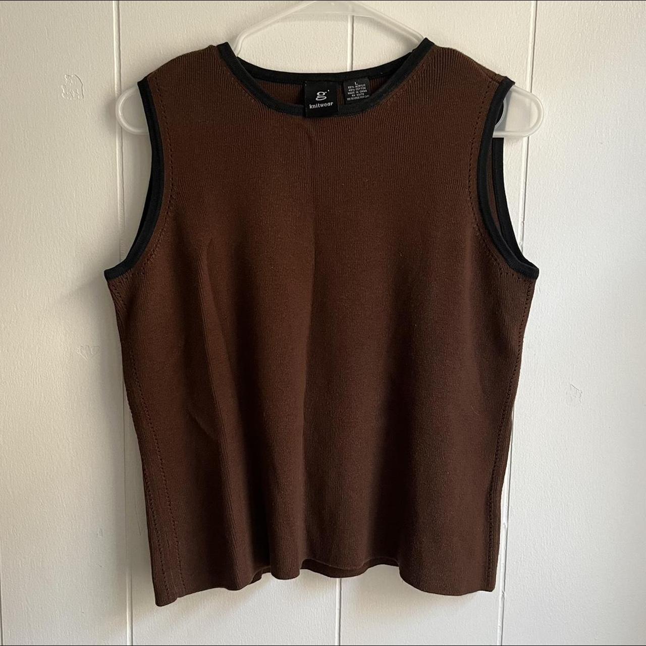 color block brown and black tank top great piece for... - Depop
