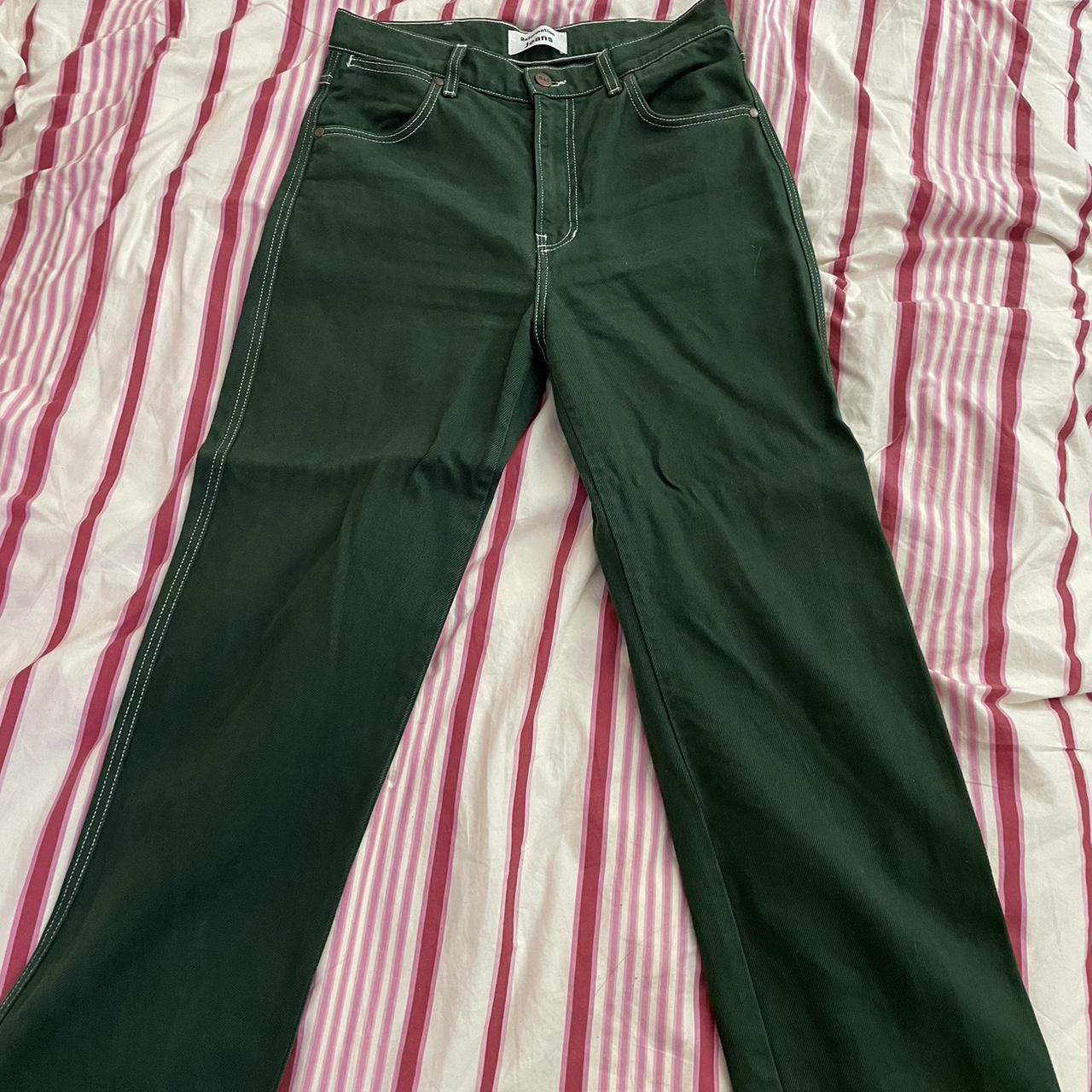 Reformation Green Jeans / Pants. Size 28. The line... - Depop