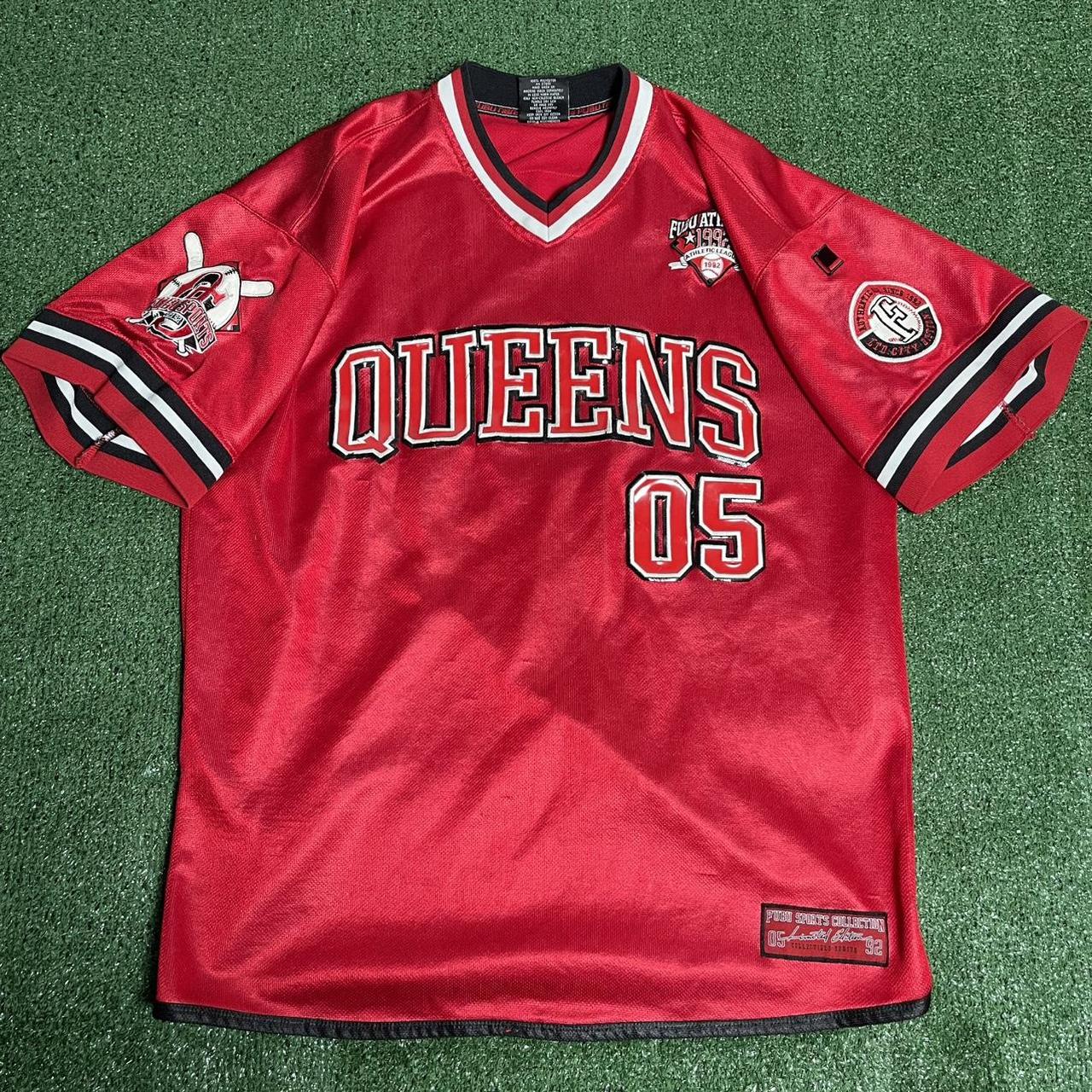 Vintage Fubu Queens 05 red and white jersey fashion - Depop