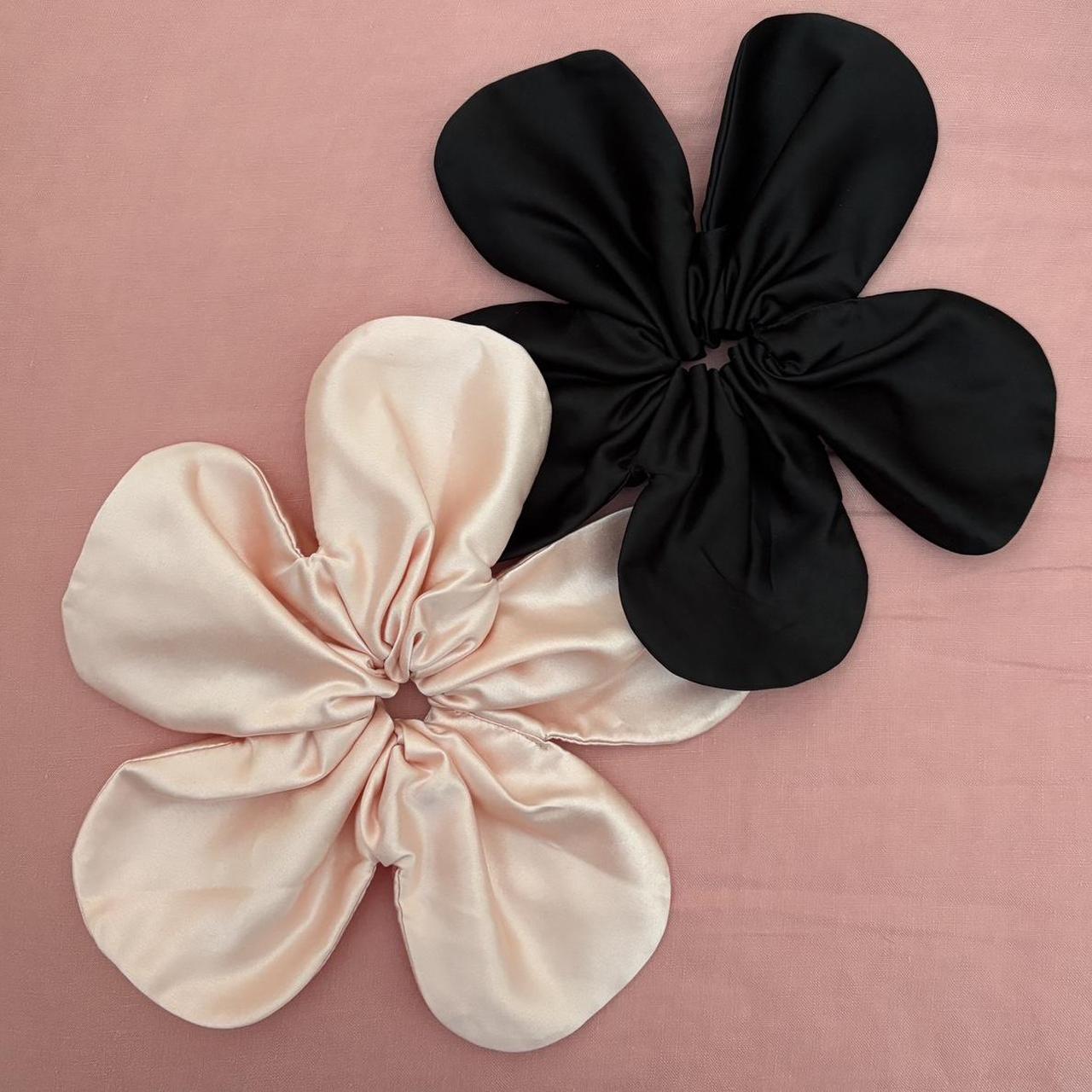 sandy liang inspired flower hair scrunchie in pink... | Depop