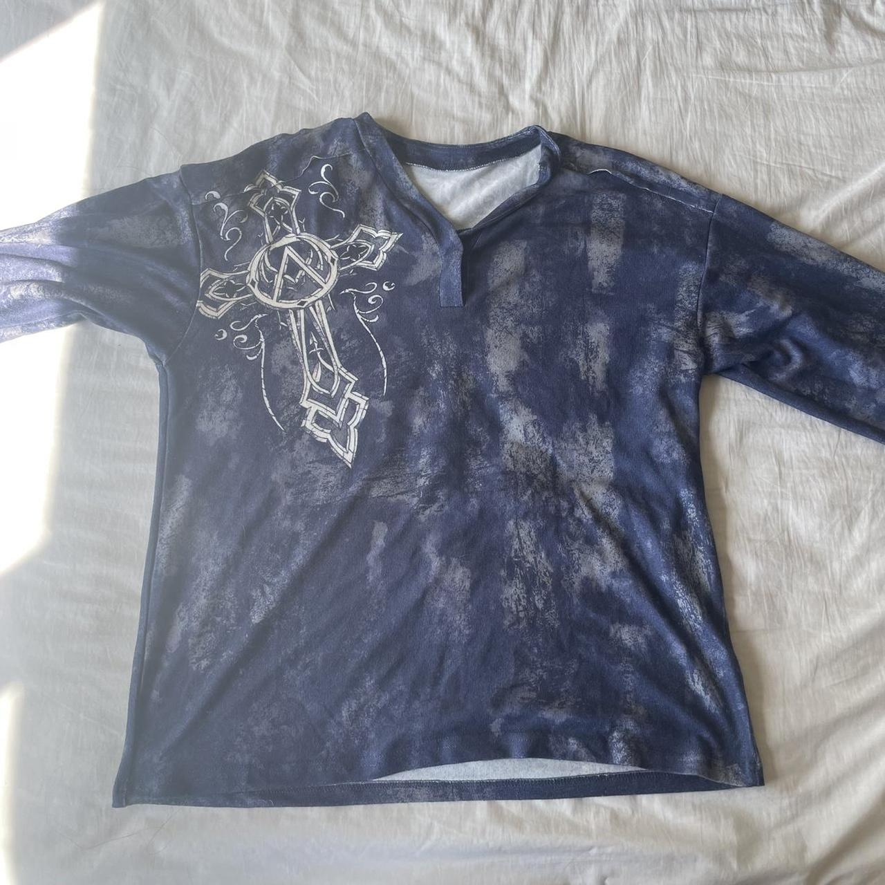 Super sick grunge/y2k navy blue *fake* affliction... | Depop