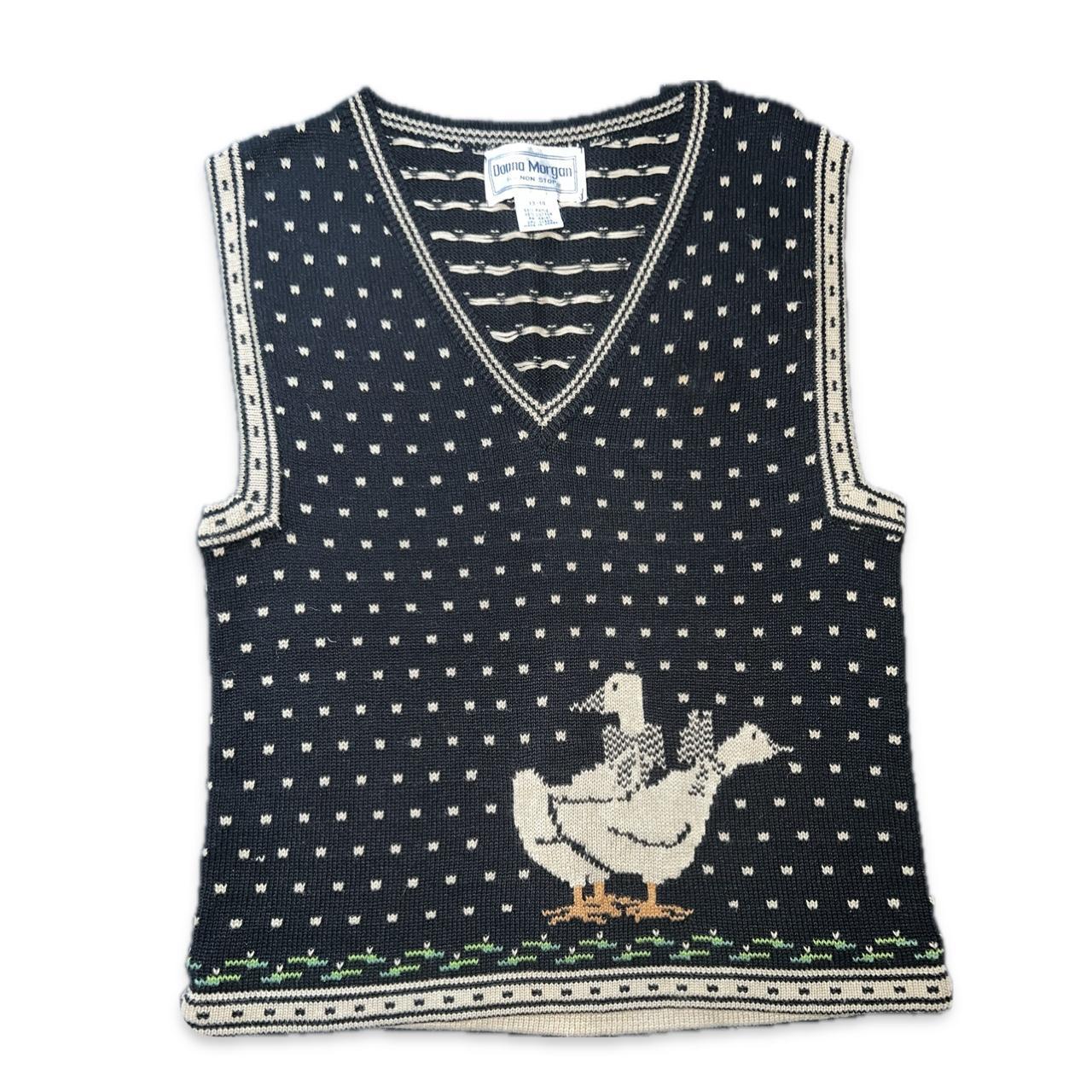 Donna Morgan Duck Goose Sweater Vest In excellent... - Depop