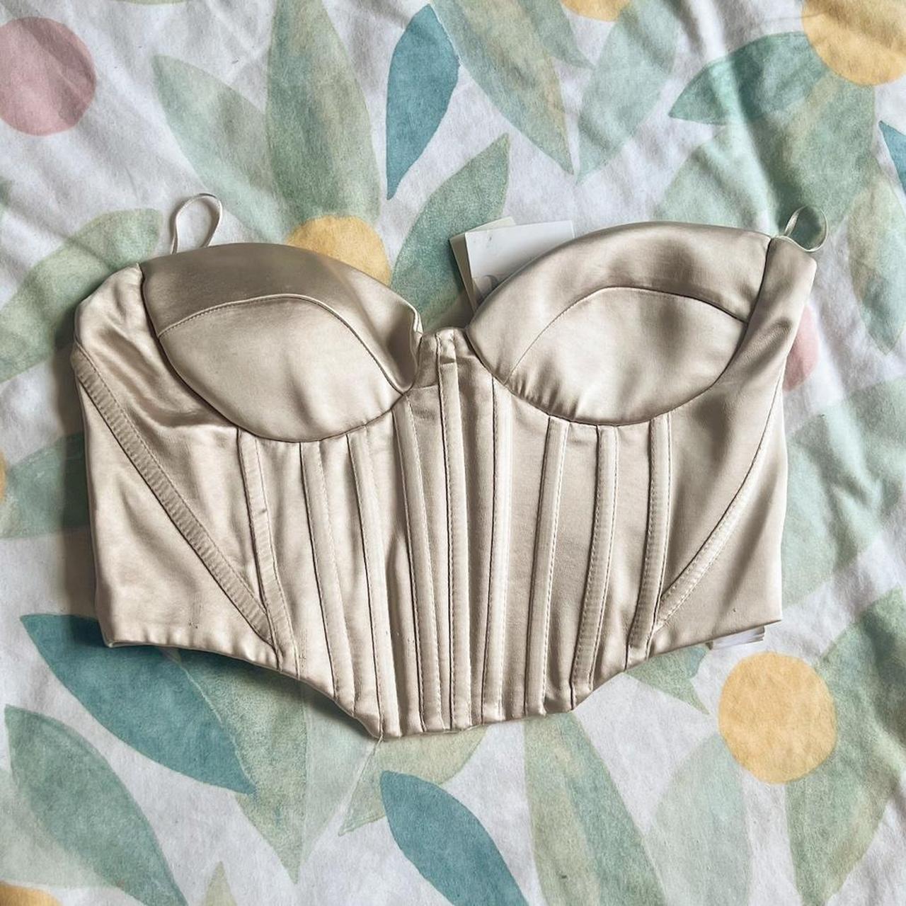 Zara Champagne Coloured Silky Corset Size Xs Never Depop