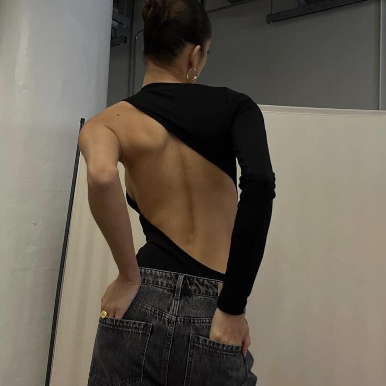 Asymmetrical backless body suit - Depop