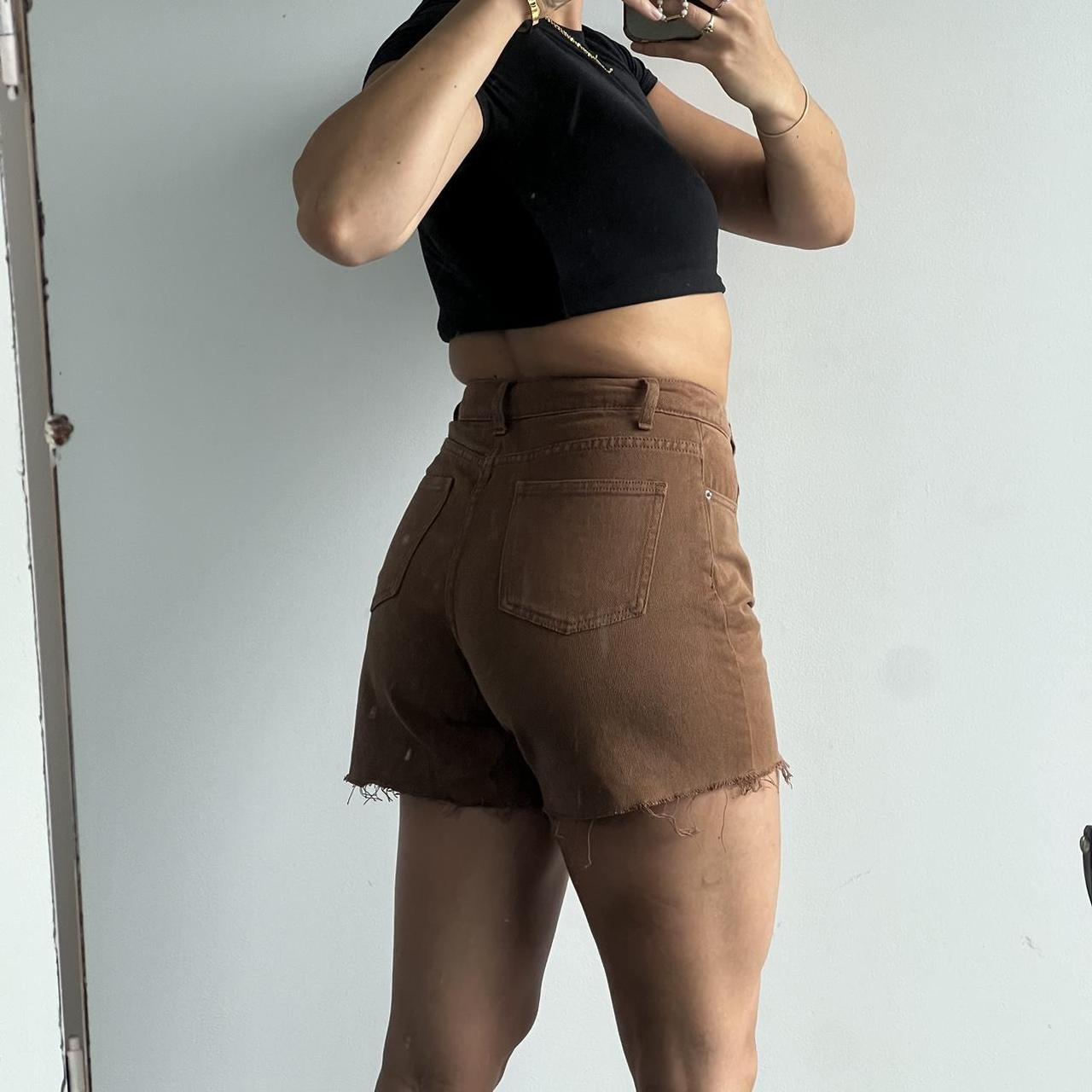 Brown denim shorts - Depop