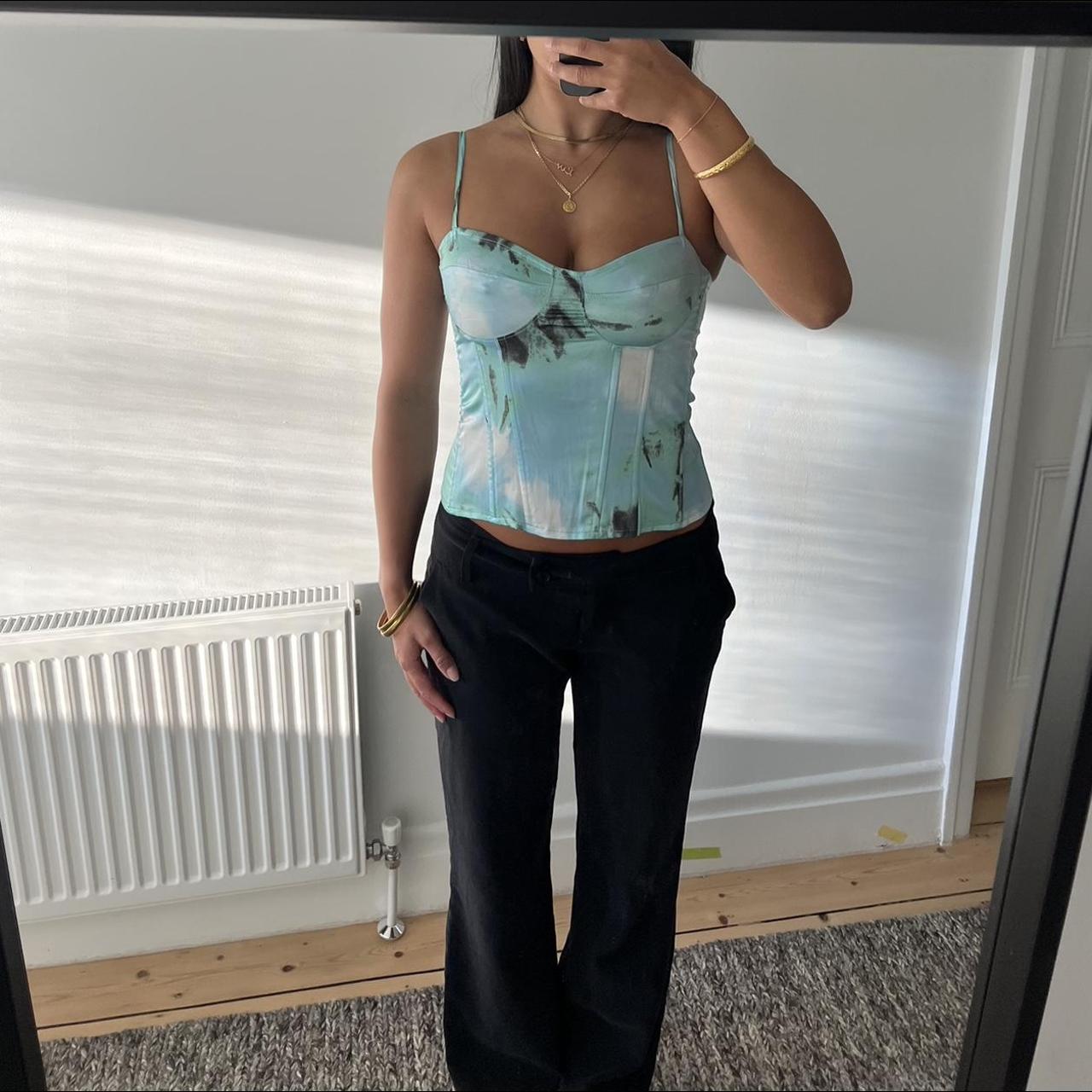 Stunning Silky Blue Bustier Super flattering, worn... - Depop