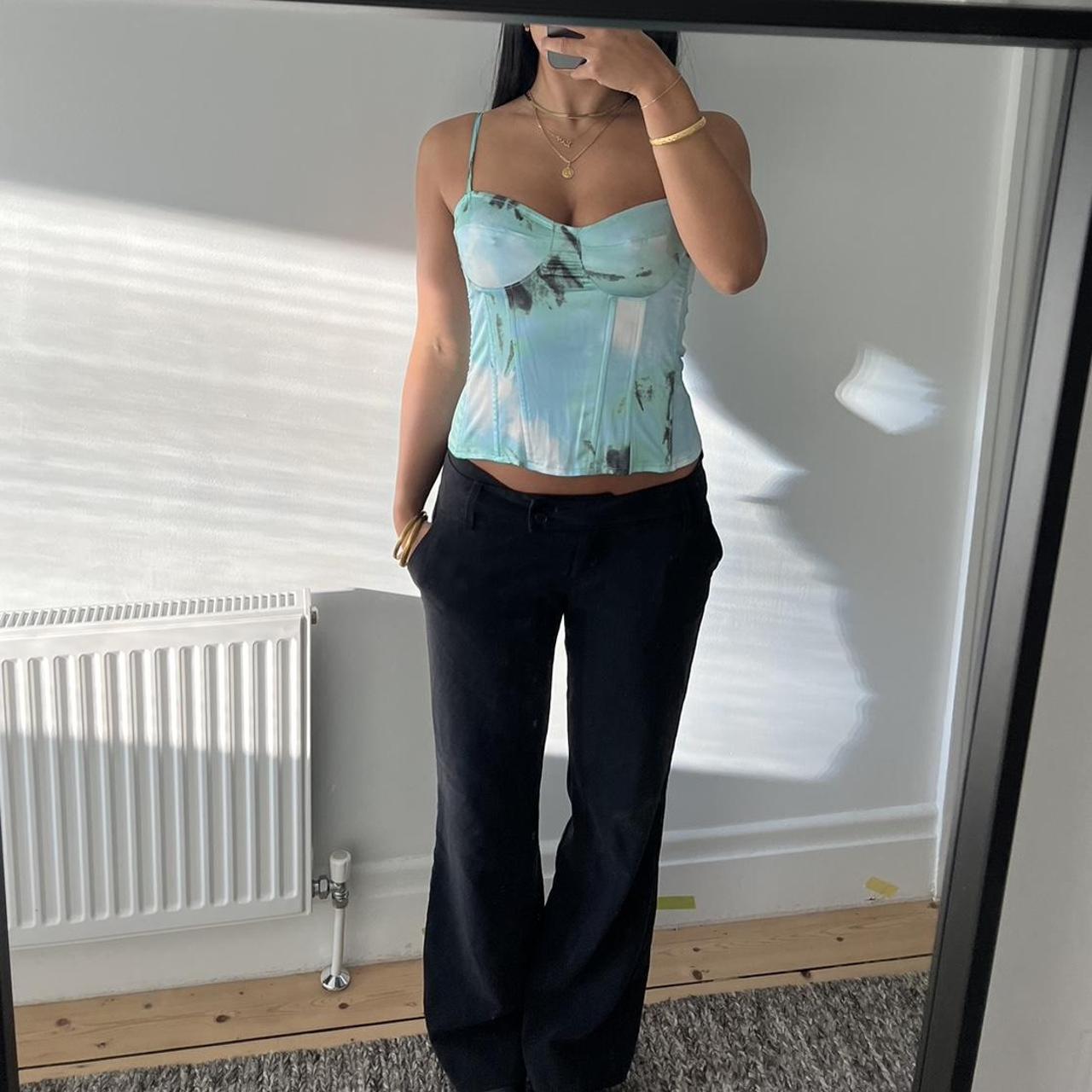 Stunning Silky Blue Bustier Super flattering, worn... - Depop