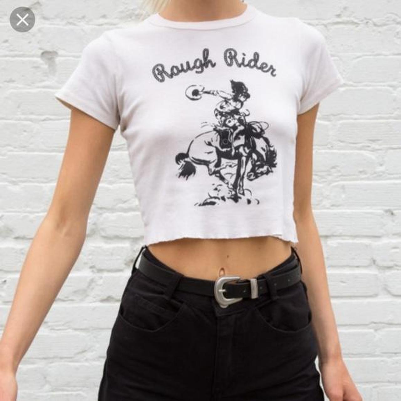 Selling brandy Melville white rough rider crop top... - Depop