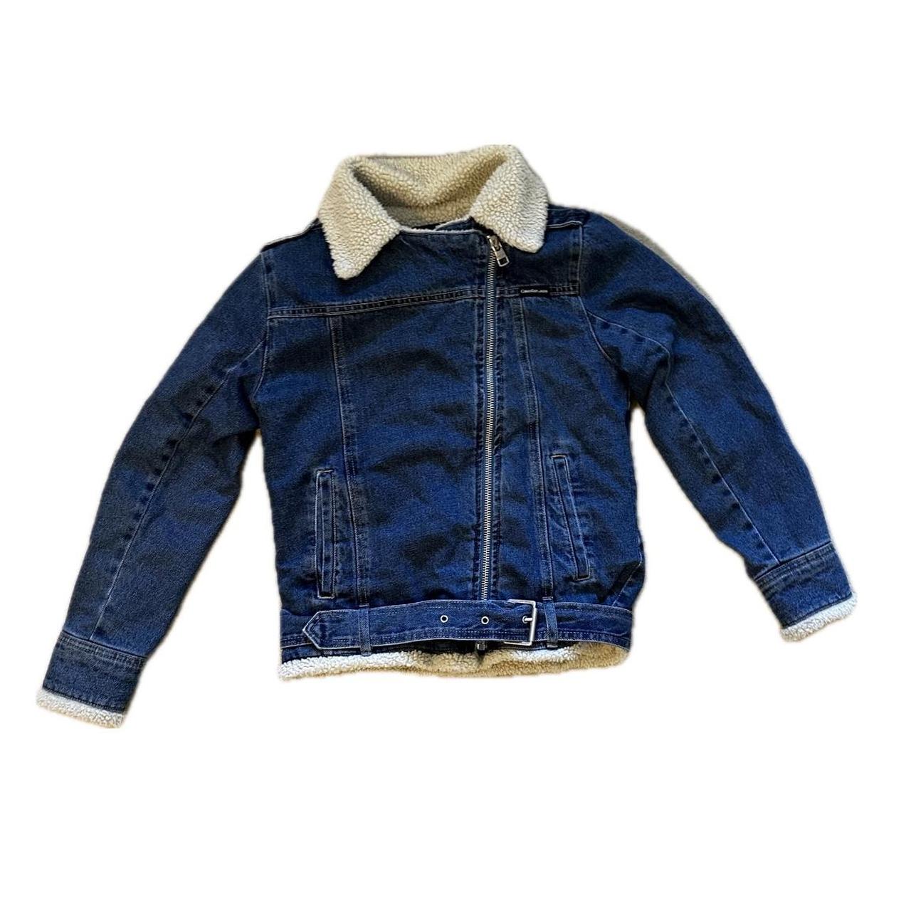 Calvin Klein 80s style blue and white denim and... - Depop