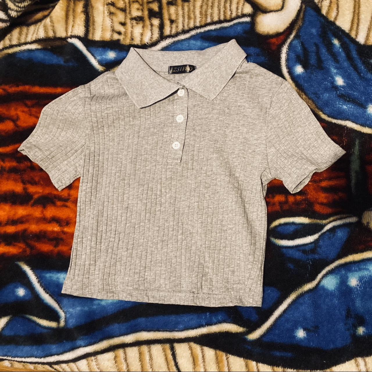 grey collared shirt Shirt material is super comfy... - Depop