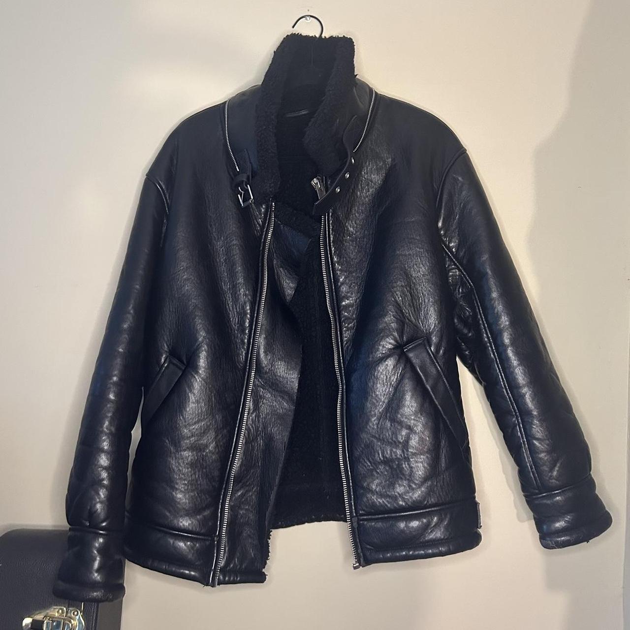Zara Leather Jacket/Aviator Jacket Size M Nice and... - Depop