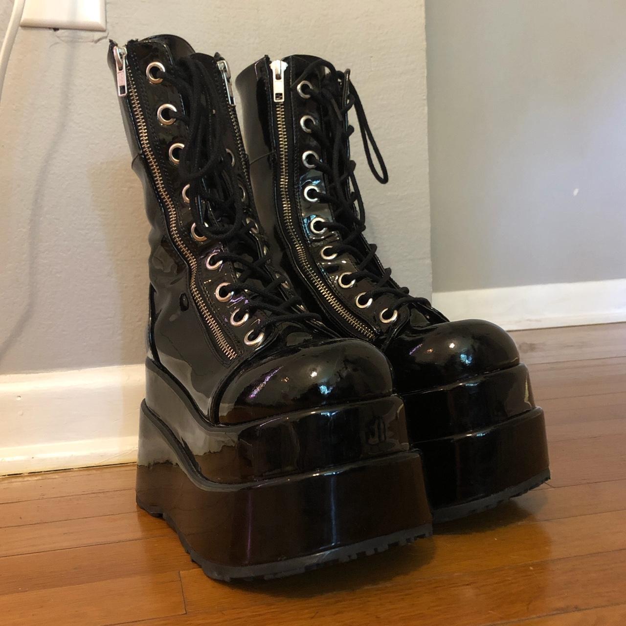 Demonia BEAR 265 patent leather 4 1/2 inch platform... - Depop