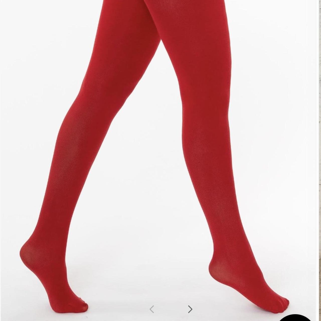 Red opaque tights. From urban outfitters never worn.... - Depop