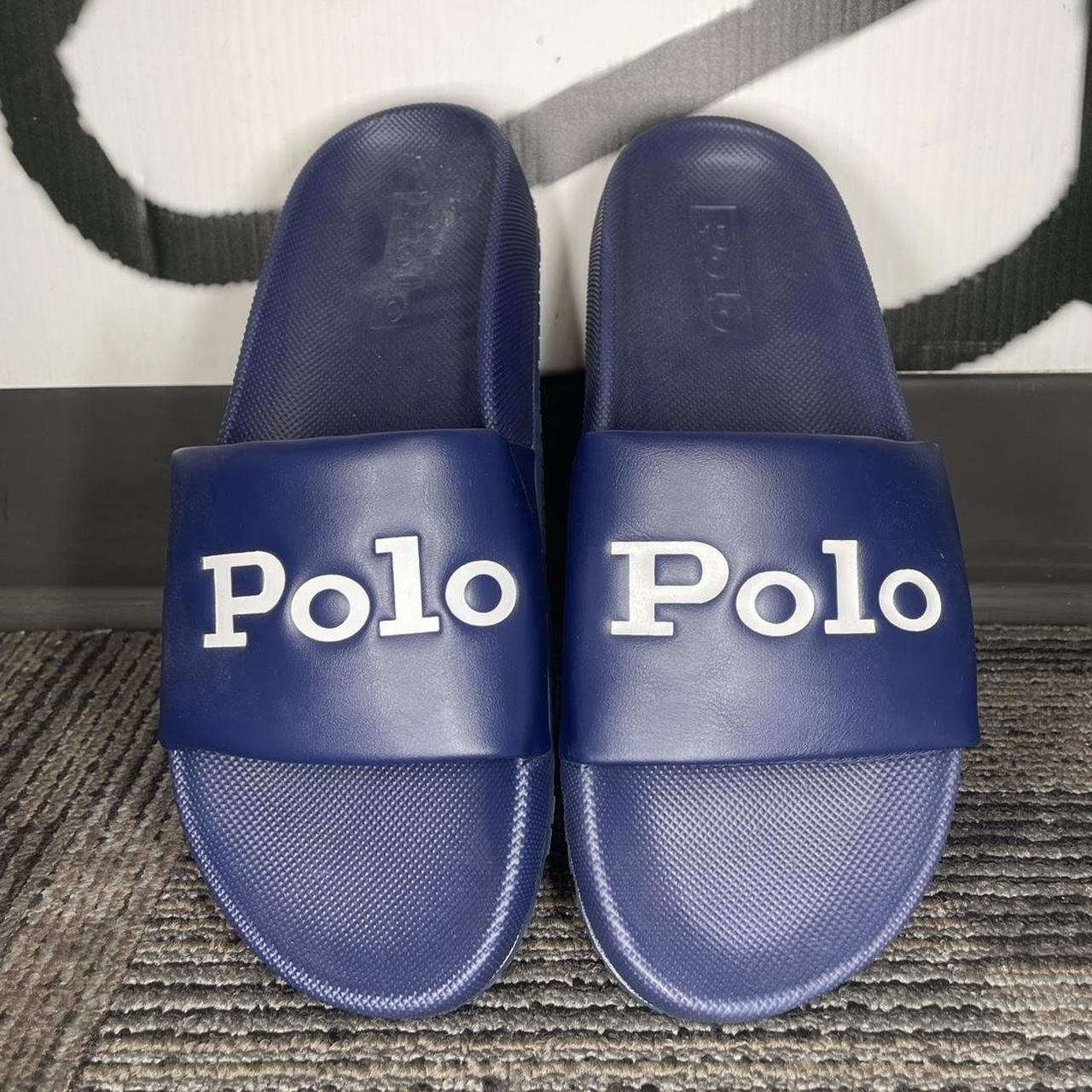 Blue Polo Slides • No flaws perfect condition (just... - Depop