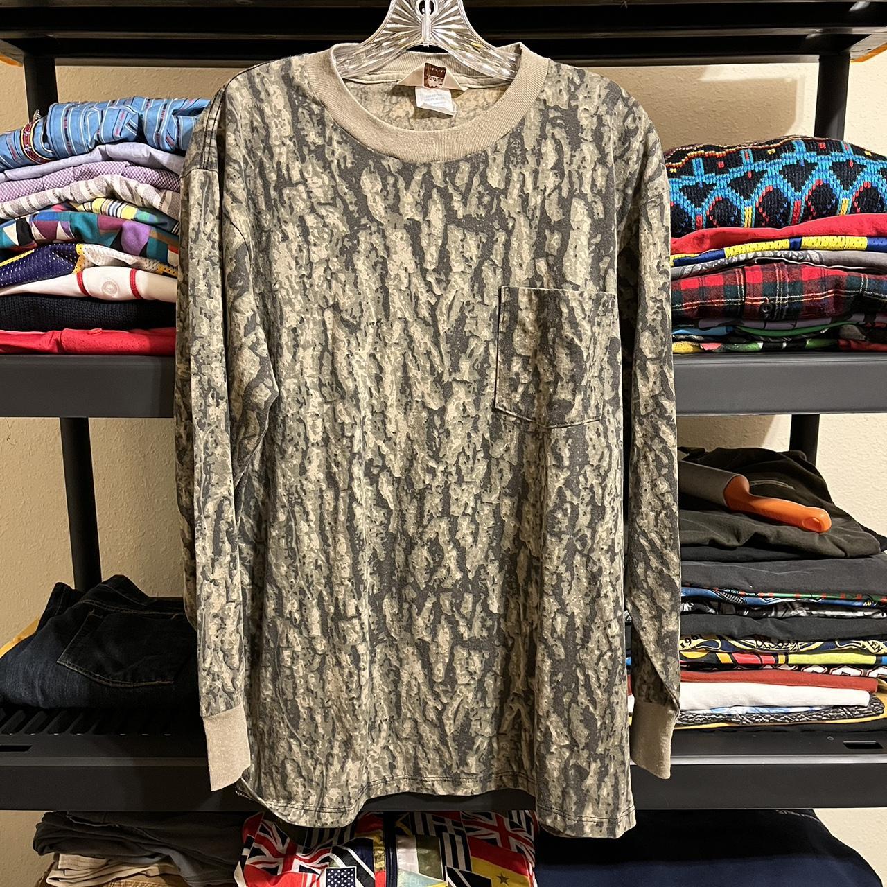 Super Clean Vintage Tree Bark Camo Camouflage Long... - Depop