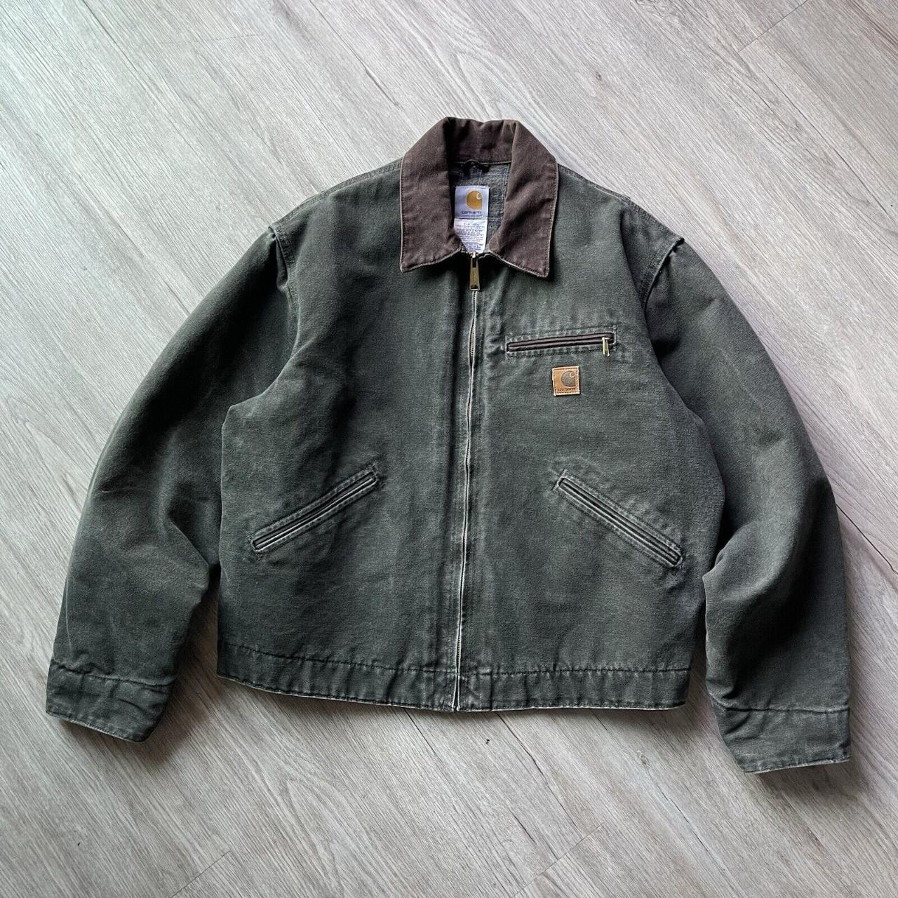 Carhartt Detroit Jacket Mens L Green Full Zip Duck... - Depop