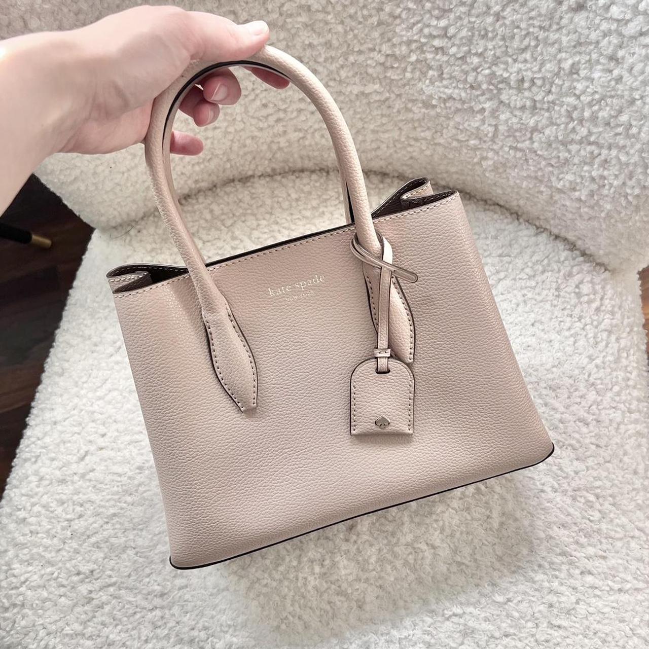 Authentic Kate Spade beige leather handbag. Used a... - Depop