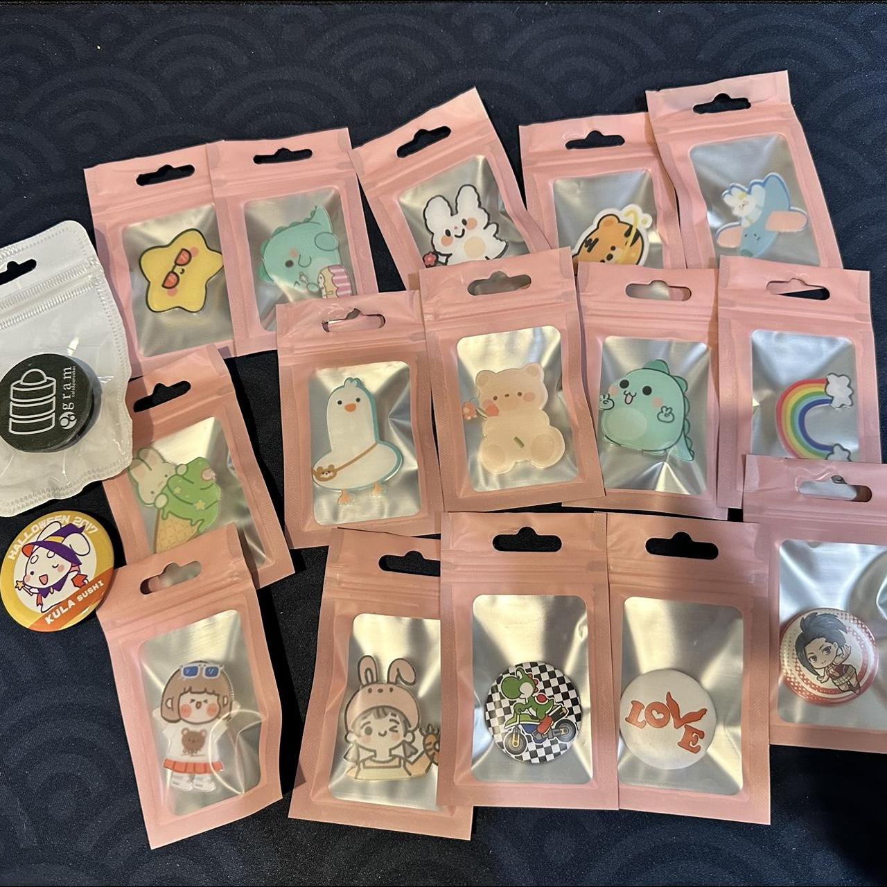 Lot of acrylic pins and badges (safety pin... - Depop