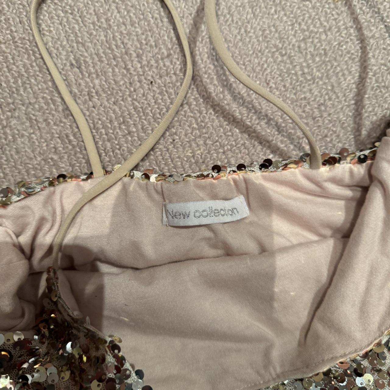 Sparkly gold and silver sequin crop top... - Depop