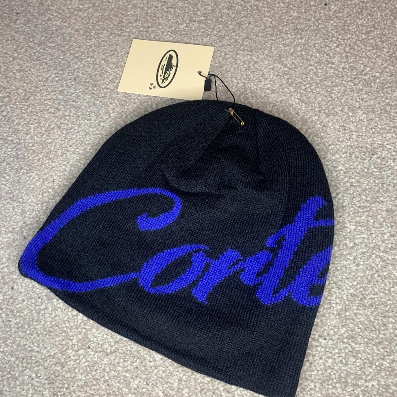 Corteiz Men's Black and Blue Hat | Depop