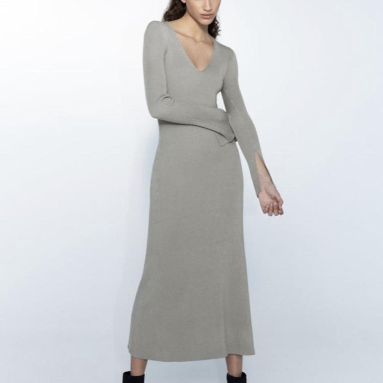Zara long knit dress grey. SIZE M *SOLD OUT* Fits... - Depop