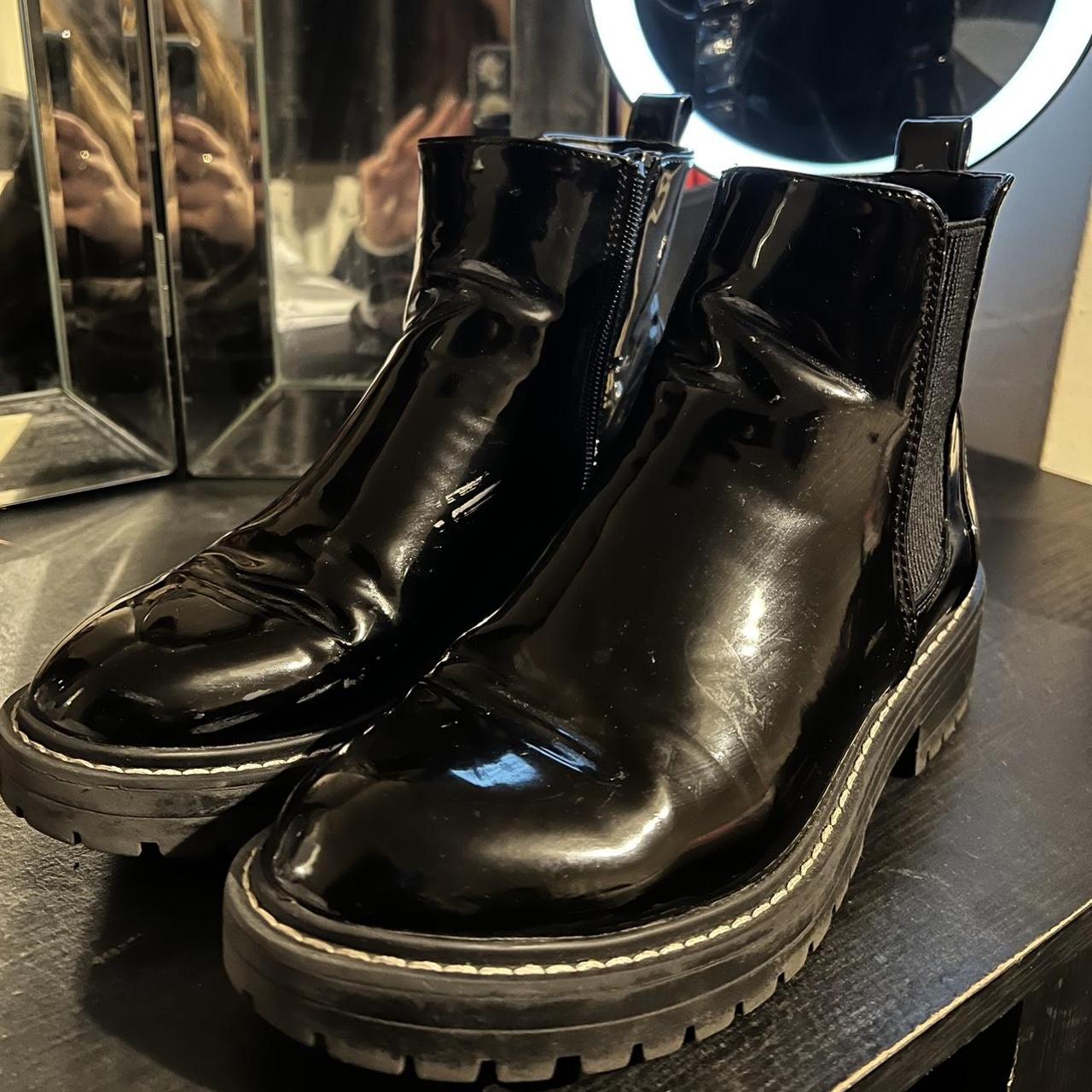 River Island Black Patent Boots Women’s size UK 4 /... - Depop River Island Black Patent Boots Women’s size UK 4 /... - Depop
